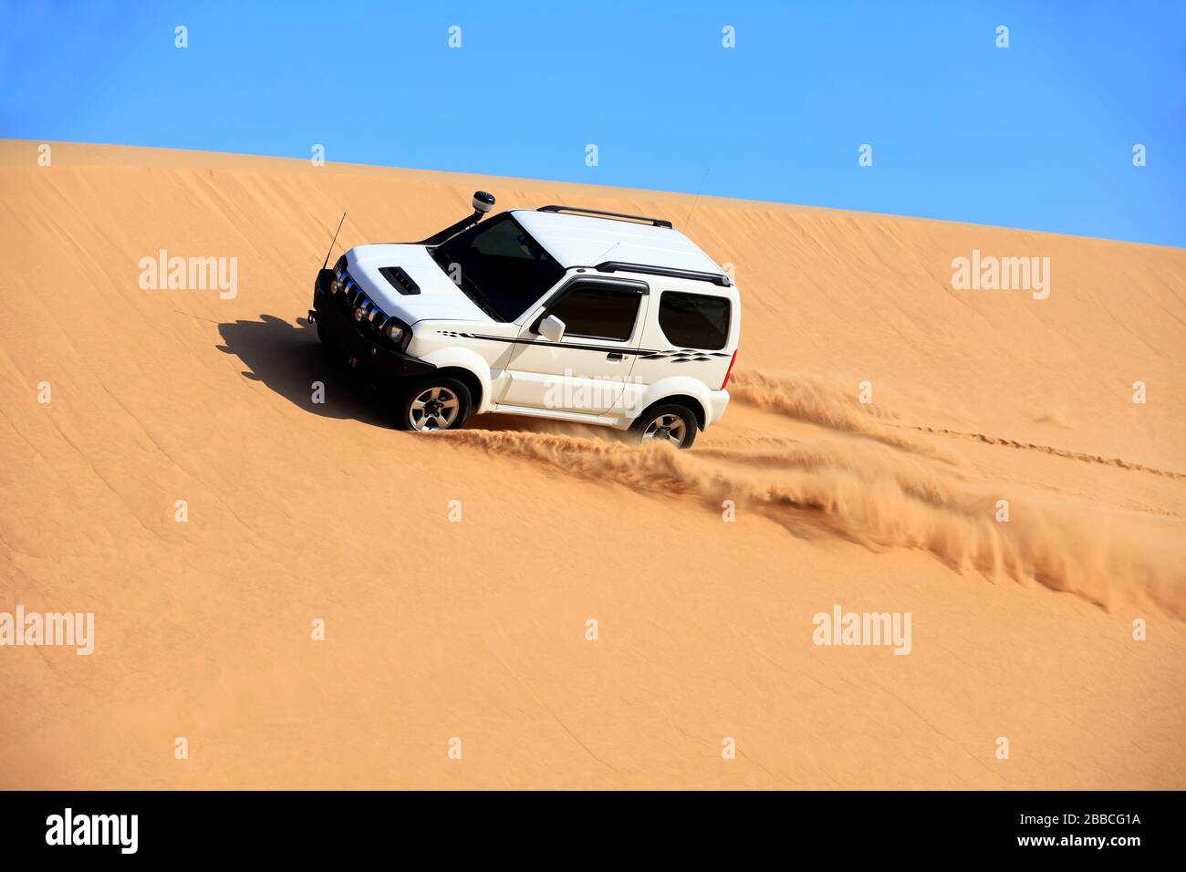 Off-road vehicle traveling in the desert, An suv was driving in the ...