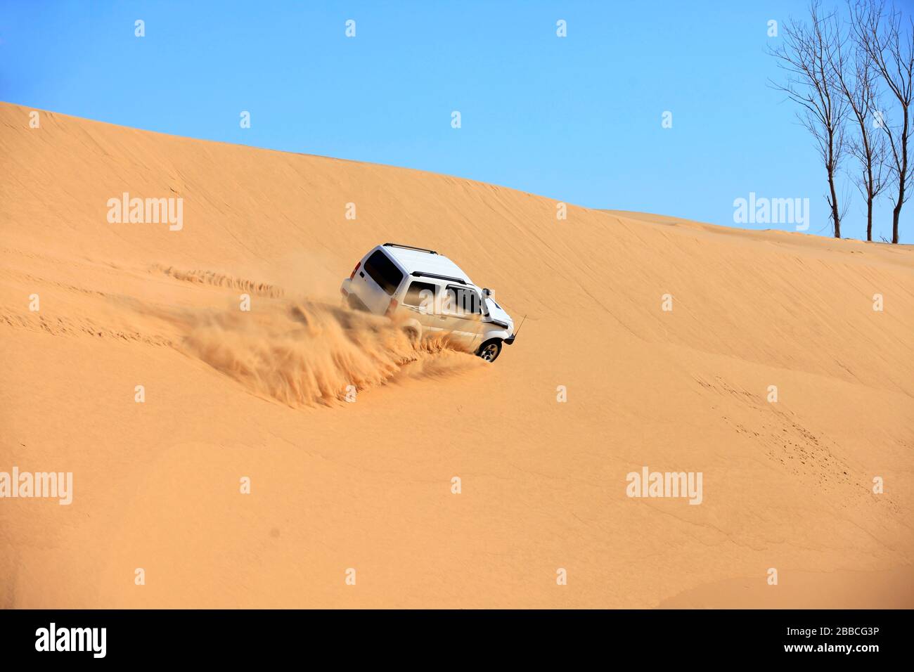 Off-road vehicle traveling in the desert, An suv was driving in the ...