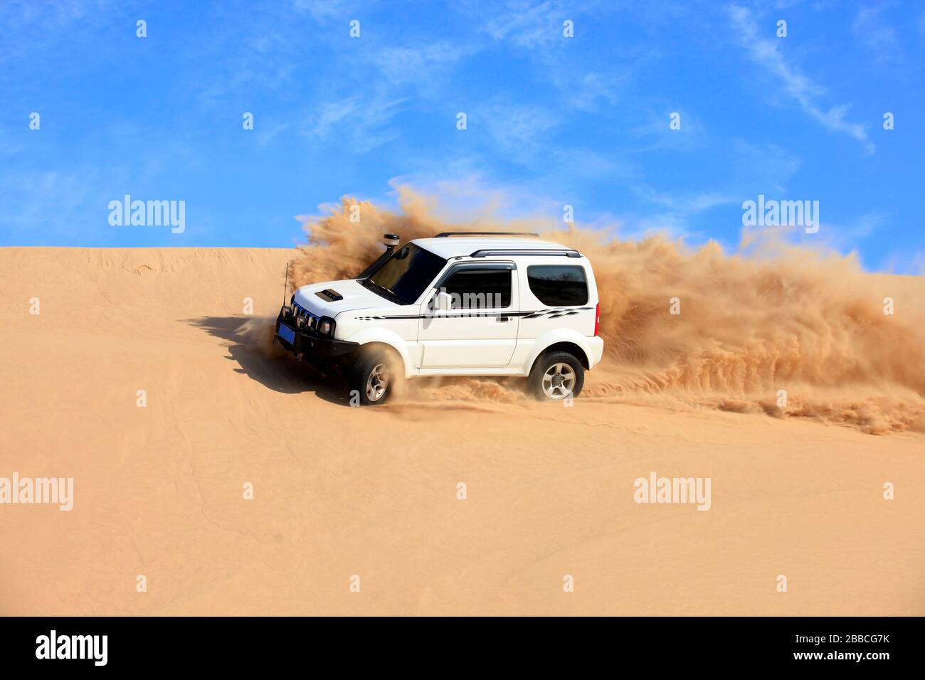 Off-road vehicle traveling in the desert, An suv was driving in the ...