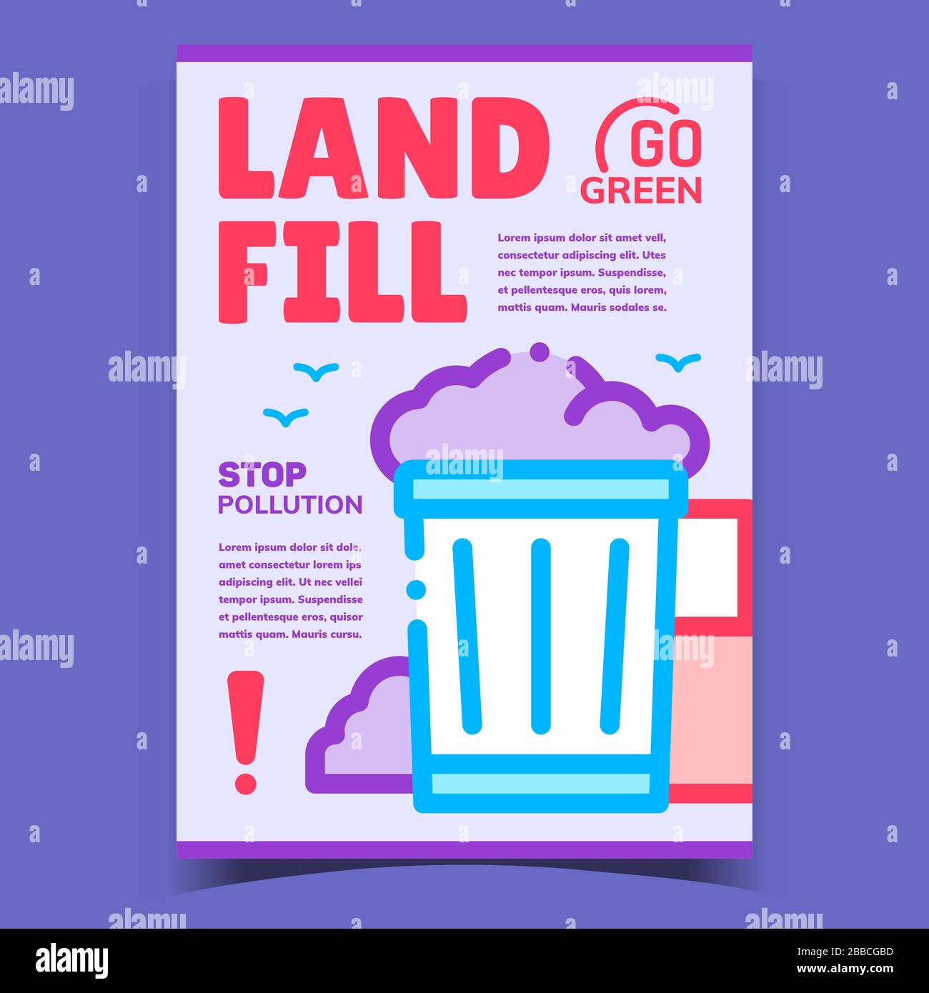 Landfill, Stop Pollution Advertising Poster Vector Stock Vector Image ...