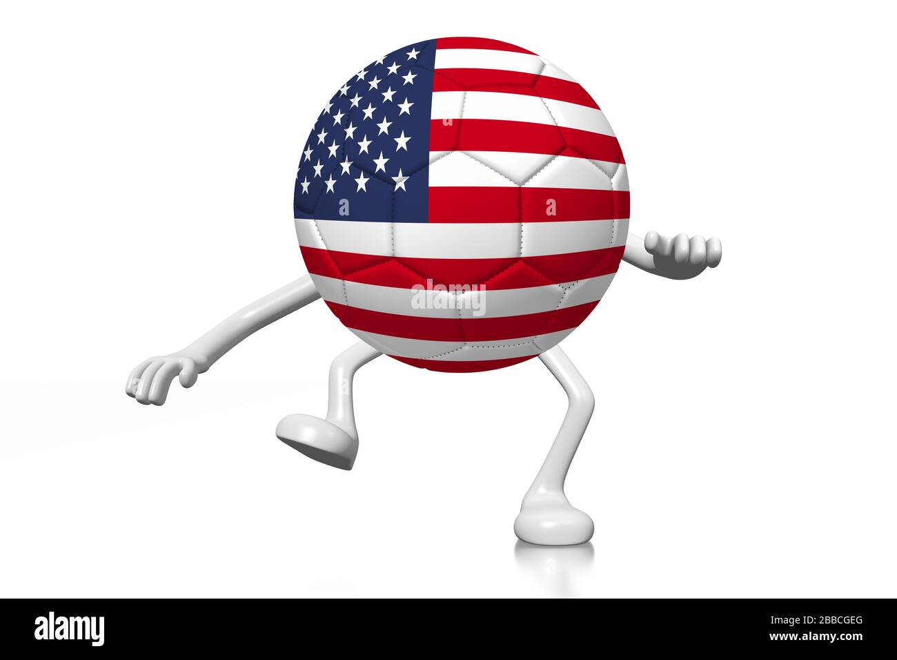 3D cartoon character soccer ball - national flag of the USA (United ...