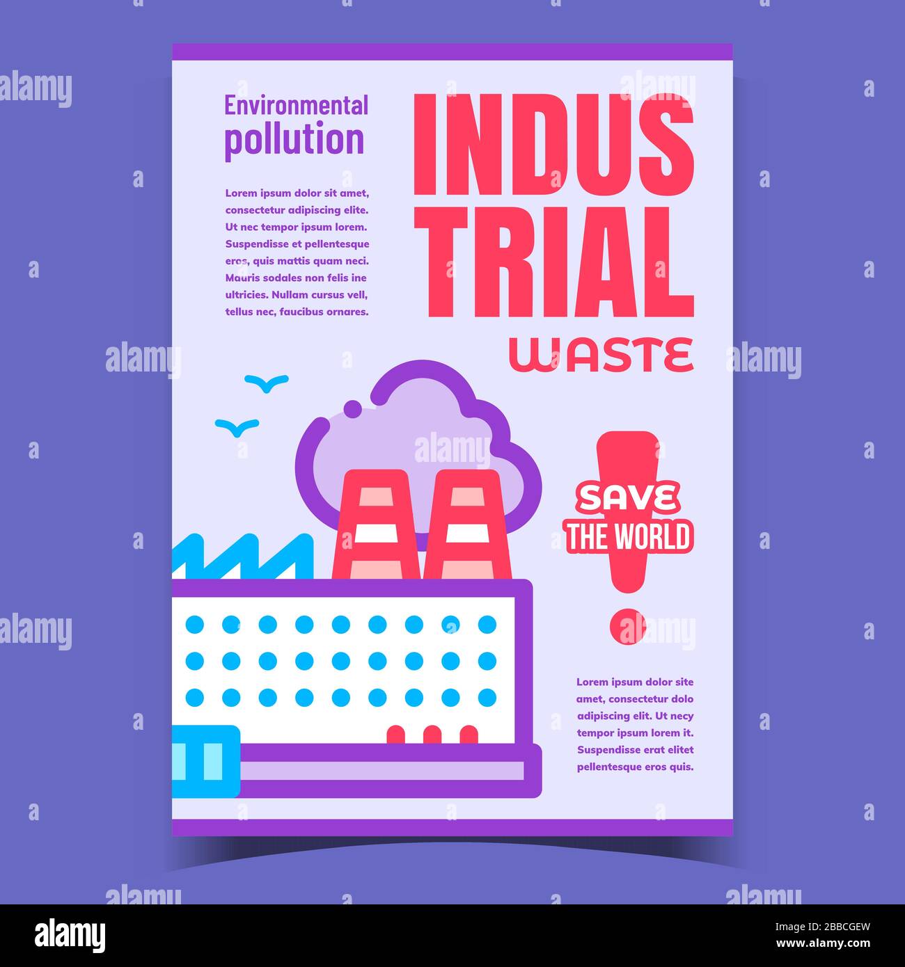Manufacturing Waste Posters Plastic Recycle Factory Stock Vector