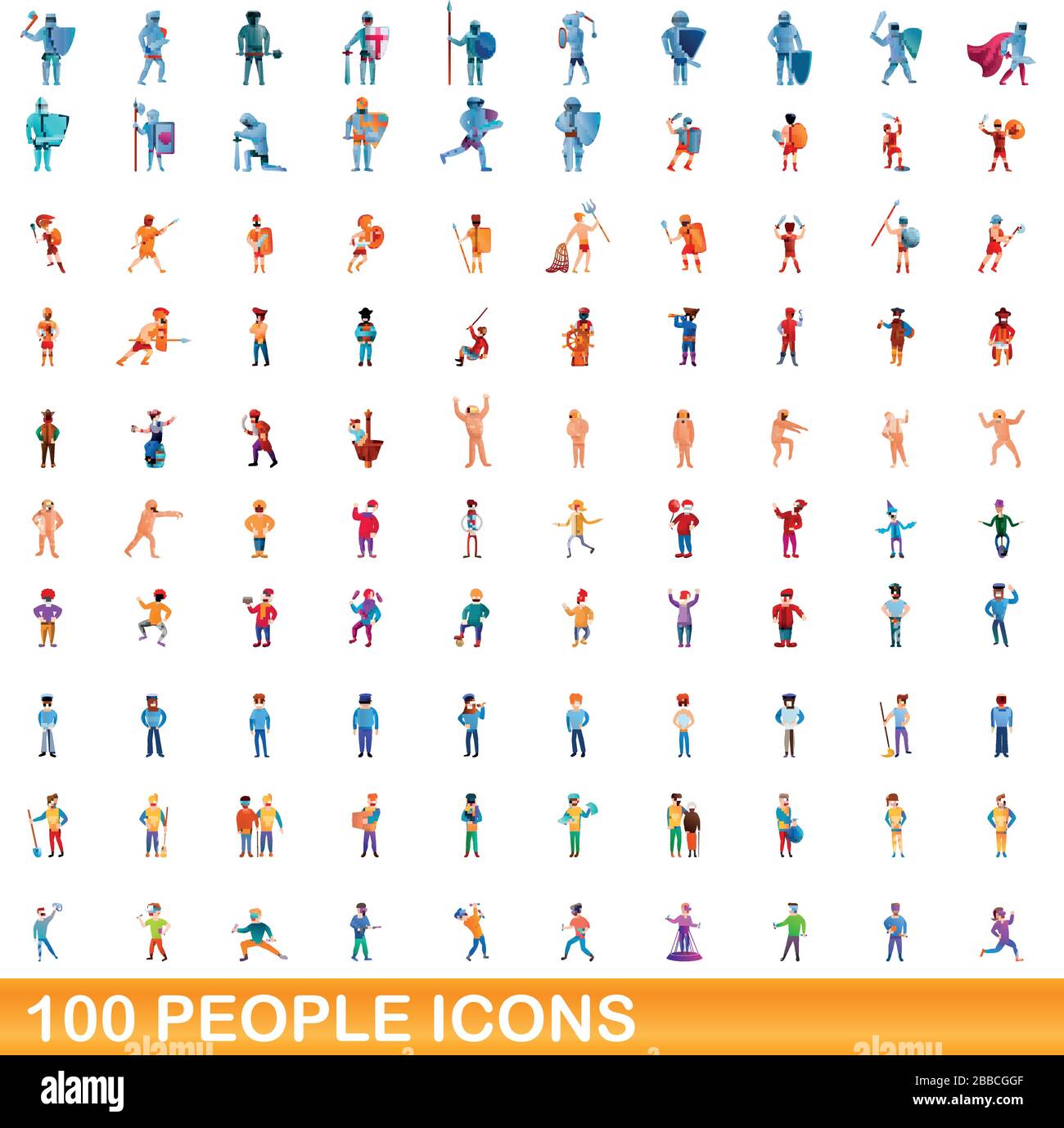 100 people icons set. Cartoon illustration of 100 people icons vector ...