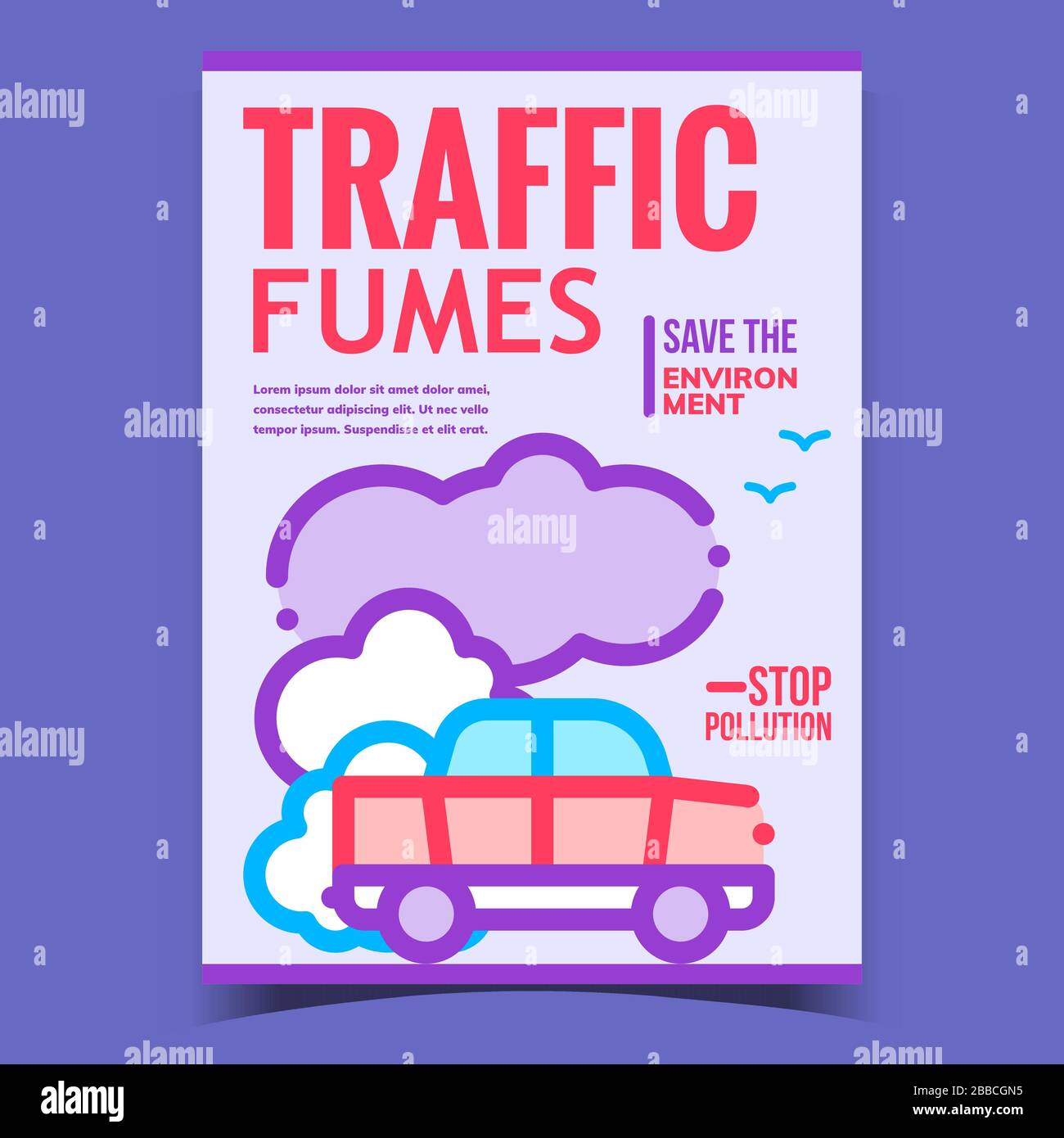 Traffic Fumes, Stop Pollution Promo Banner Vector Stock Vector Image ...