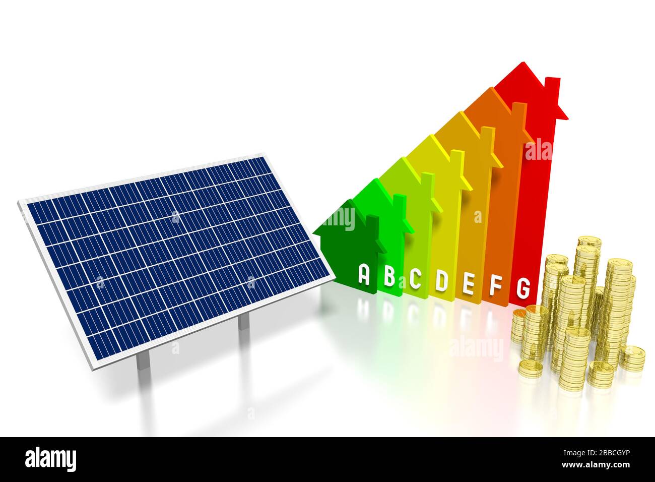 Solar panels concept - 3D illustration Stock Photo - Alamy