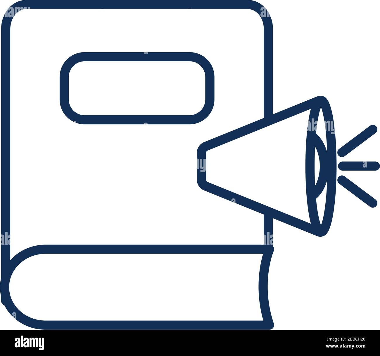 education online concept, academic book with megaphone icon over white ...