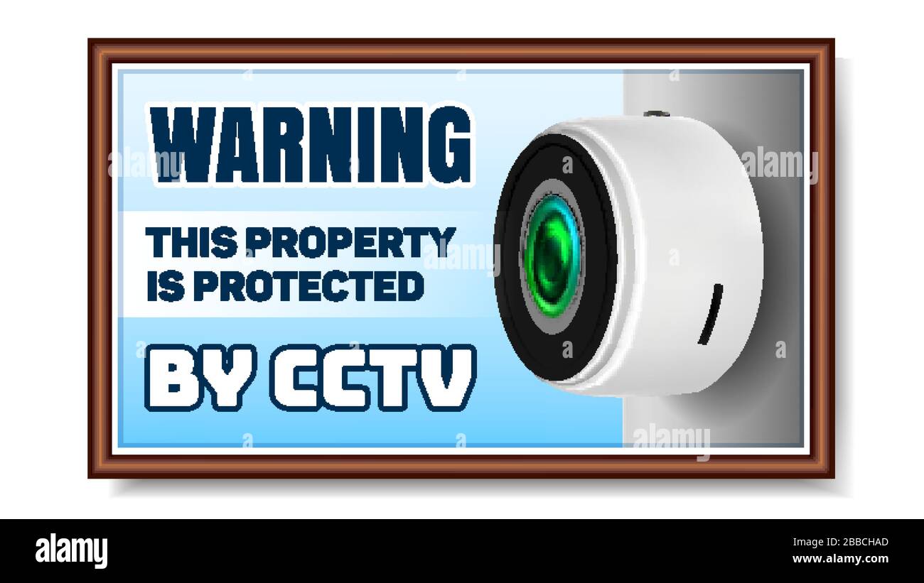 Cctv Camera On Warning Nameplate Poster Vector Stock Vector Image & Art ...