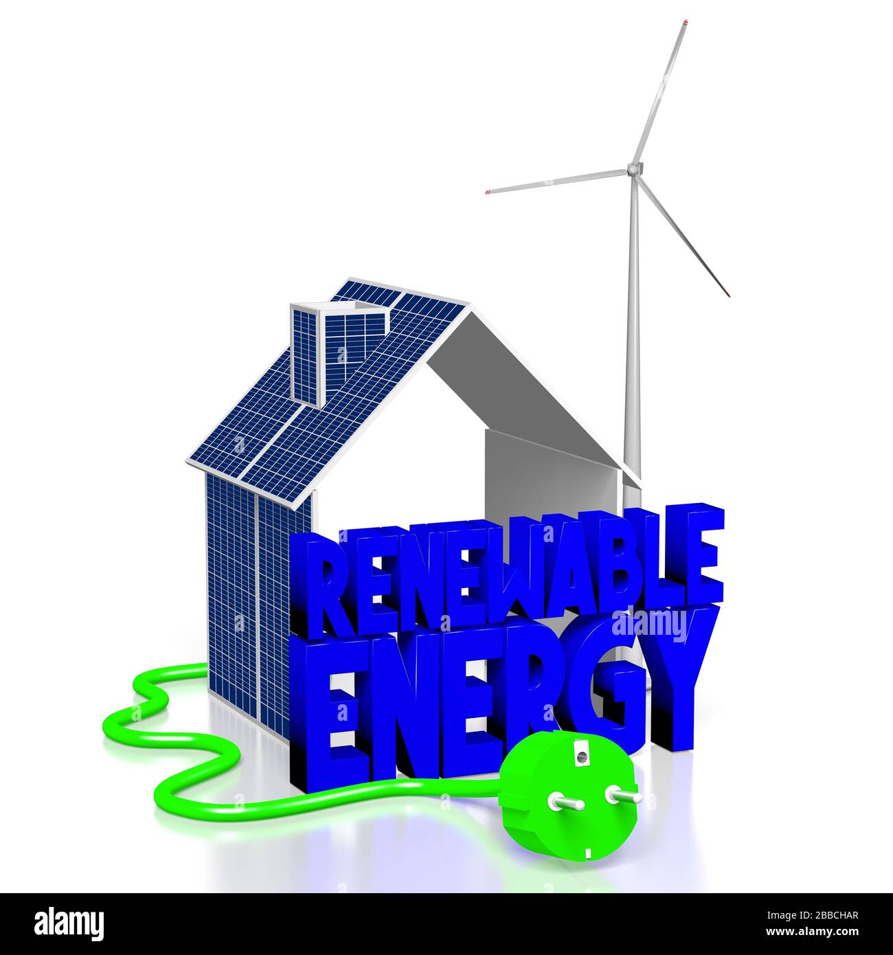 Renewable energy concept - 3D illustration Stock Photo - Alamy