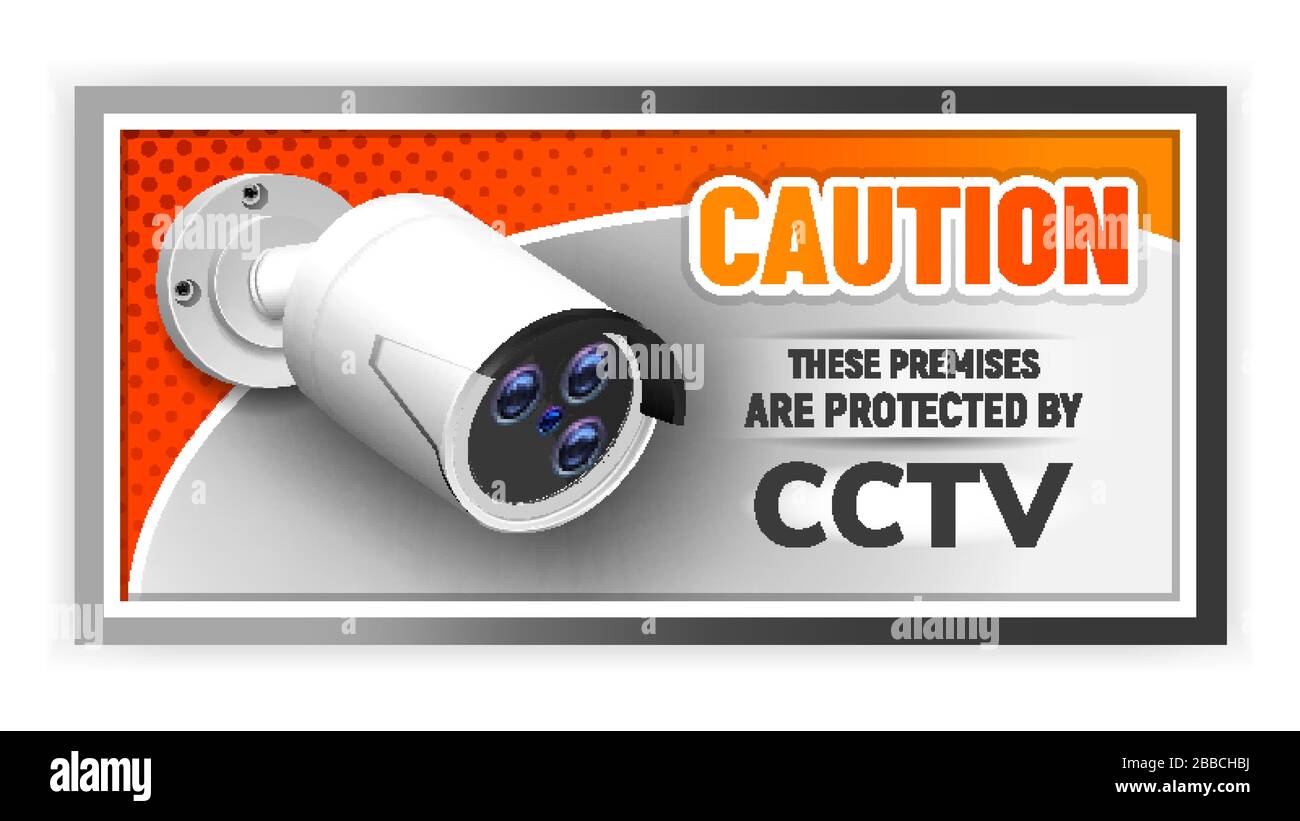 Caution Protected Cctv Nameplate Banner Vector Stock Vector Image & Art ...