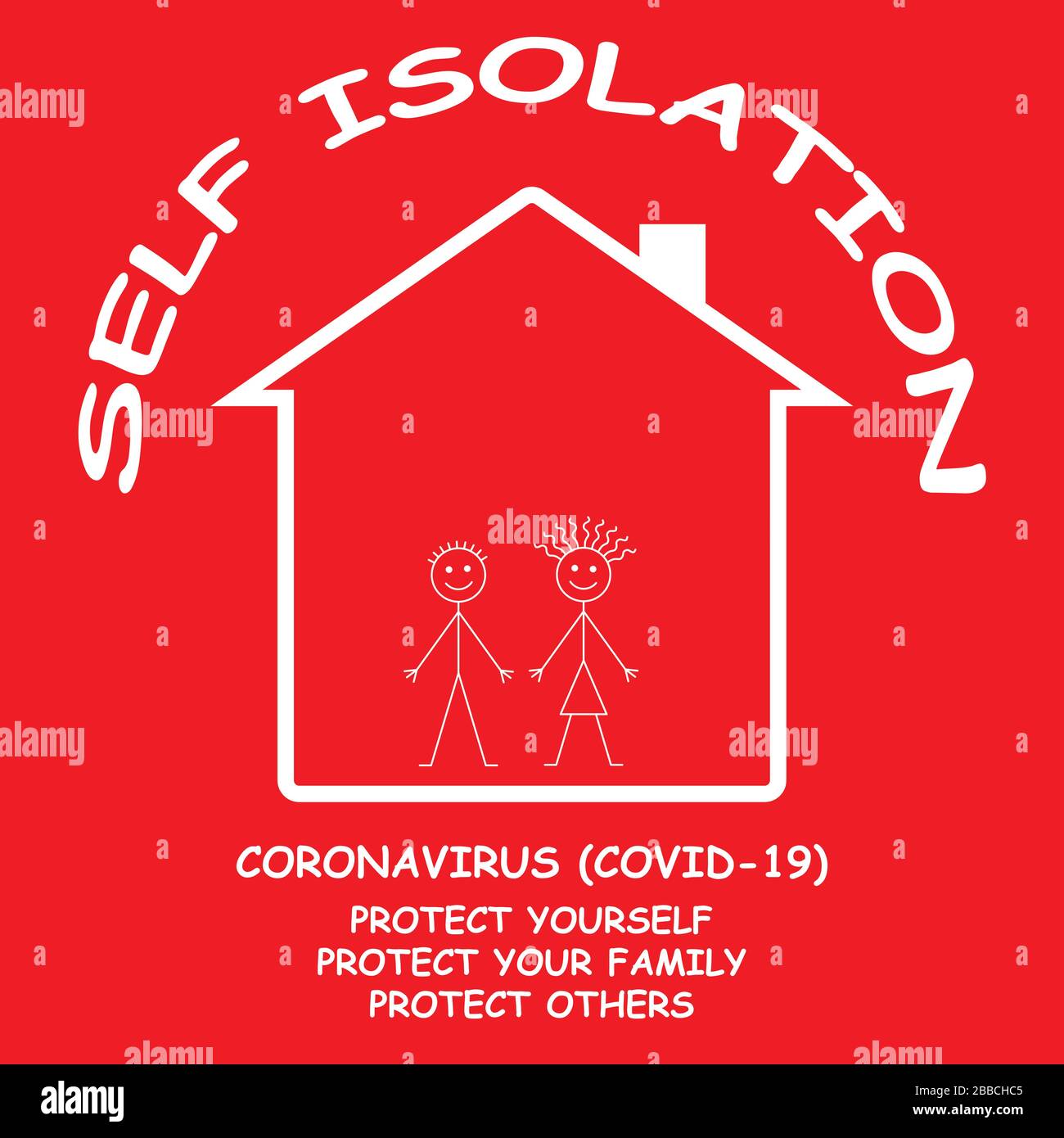 Coronavirus COVID 19 self isolate at home message to protect yourself ...