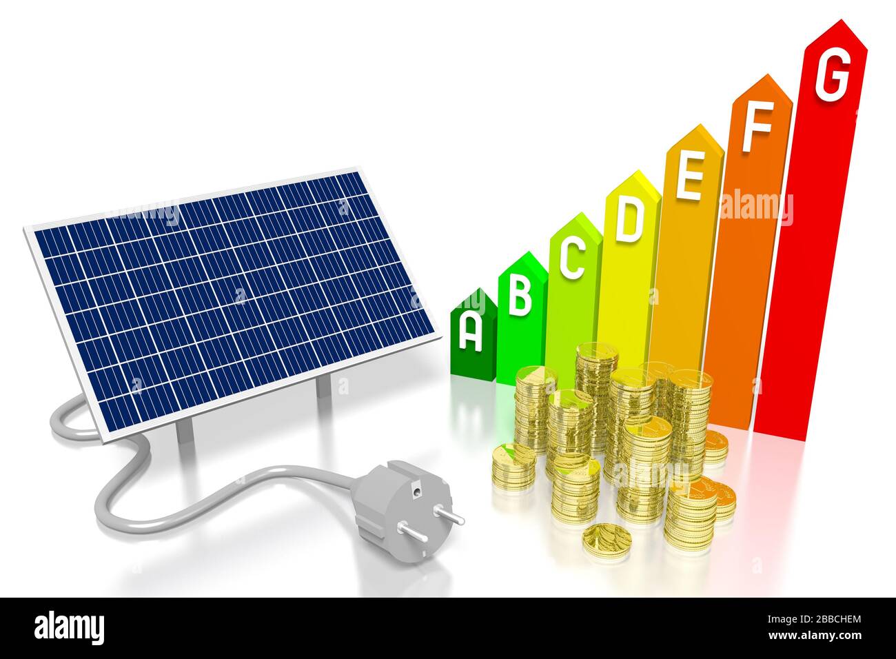 Solar panels concept - 3D illustration Stock Photo - Alamy