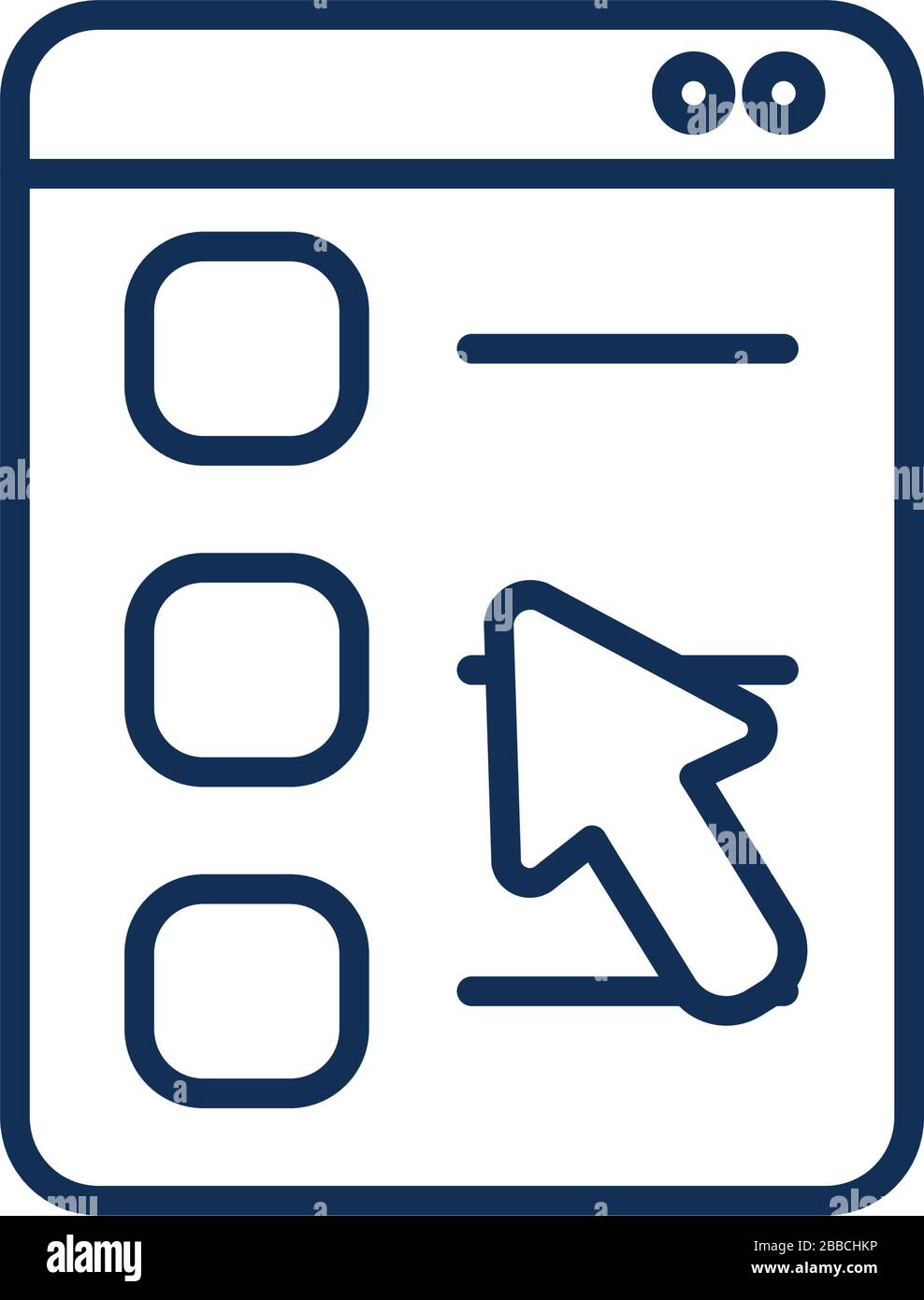 web page with cursor icon over white background, line style, vector ...