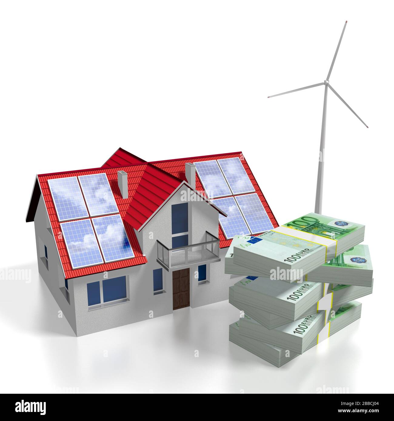 3D solar/ photovoltaic panels concept, house Stock Photo - Alamy