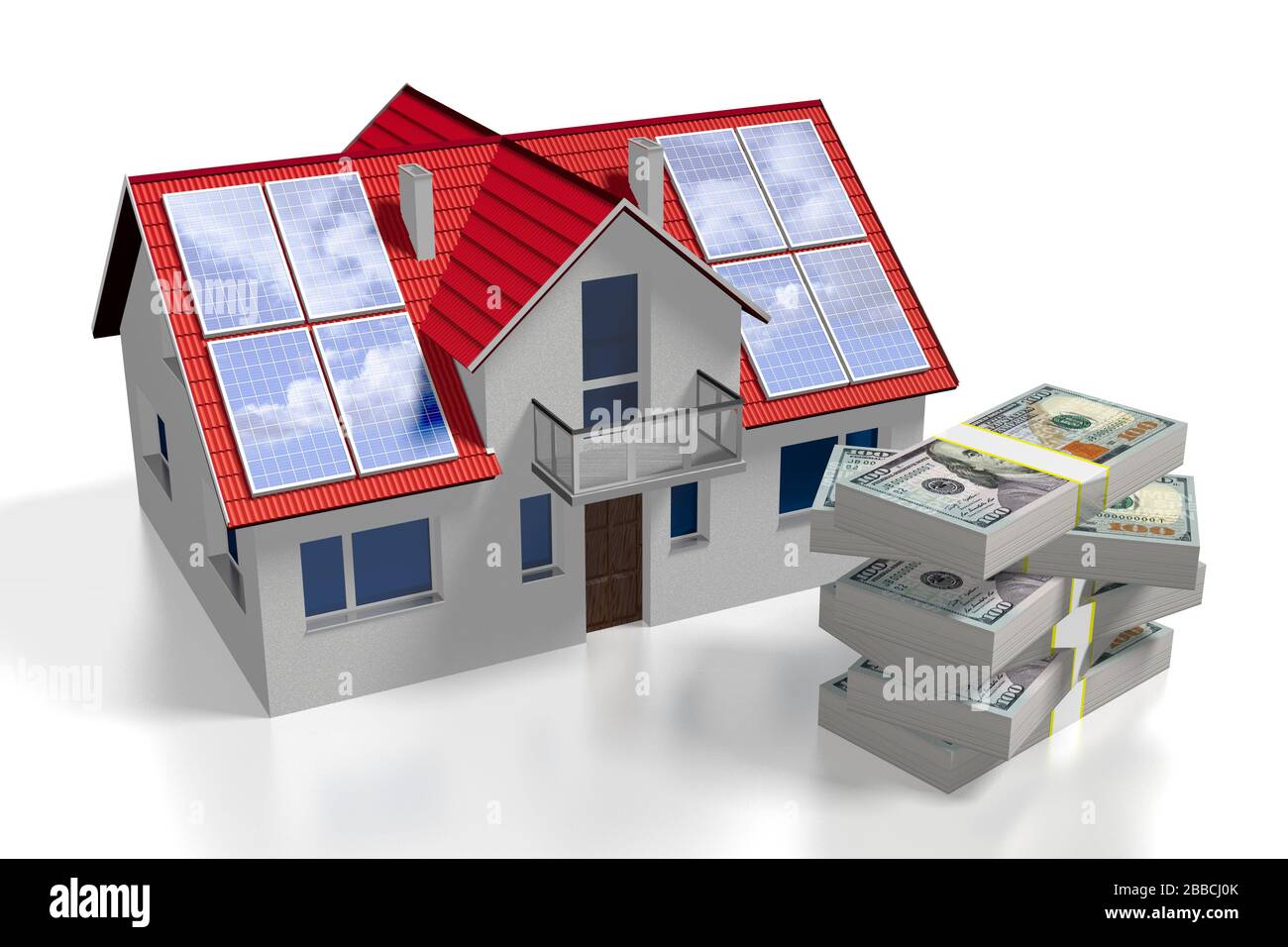 3D solar/ photovoltaic panels concept, house Stock Photo - Alamy