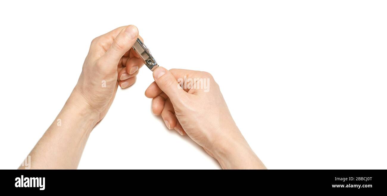 man do manicure at home. Self hand routine Stock Photo - Alamy