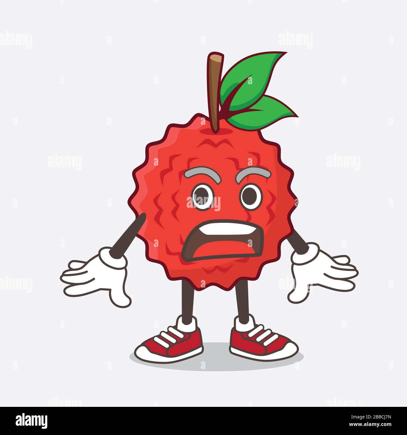 An illustration of Lychee Fruit cartoon mascot character with a ...