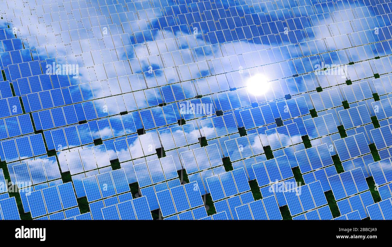 Solar panels - renewable energy concept. 3D rendering Stock Photo - Alamy