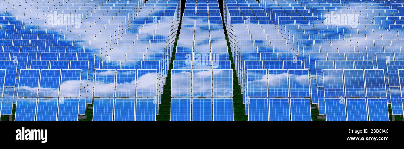 Solar panels - renewable energy concept. 3D rendering Stock Photo - Alamy