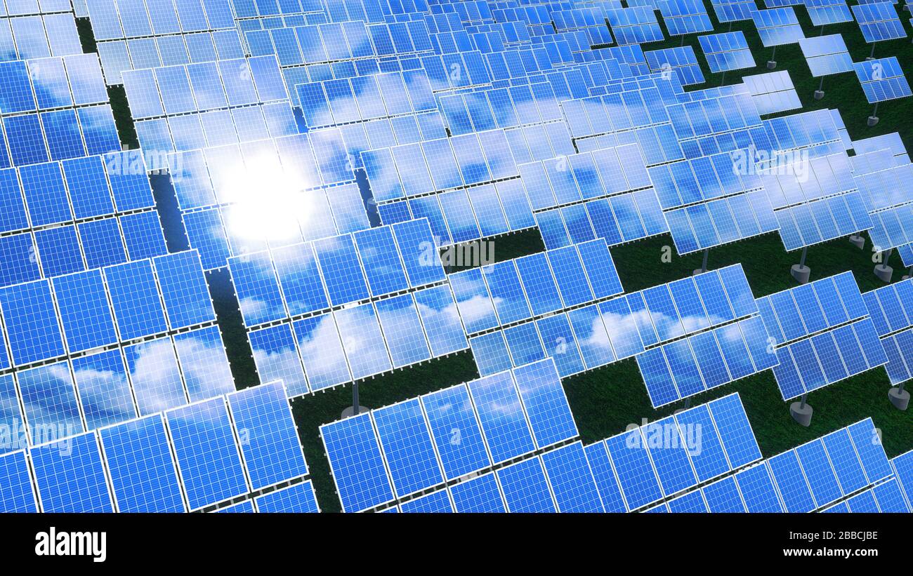 Solar panels - renewable energy concept. 3D rendering Stock Photo - Alamy