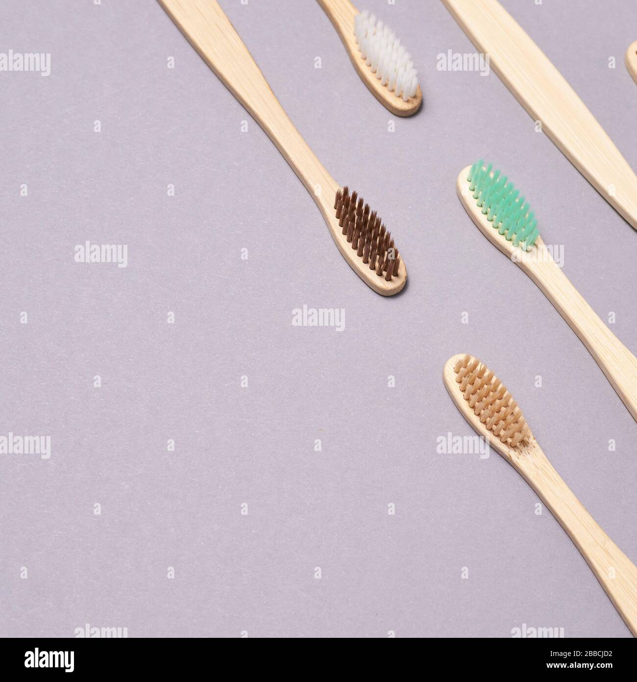Set of bamboo toothbrushes. Different color Stock Photo - Alamy