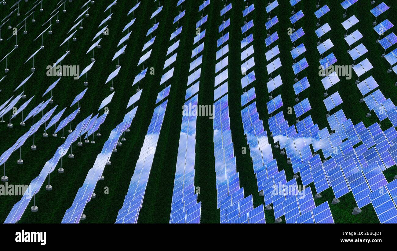 Solar panels - renewable energy concept. 3D rendering Stock Photo - Alamy