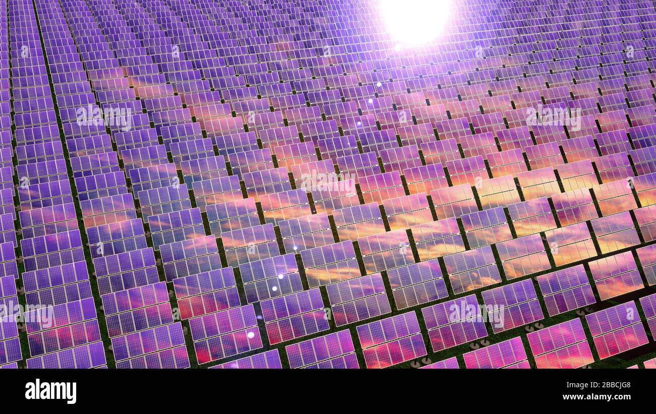 Solar panels - renewable energy concept. 3D rendering Stock Photo - Alamy