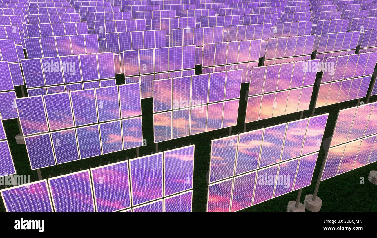 Solar panels - renewable energy concept. 3D rendering Stock Photo - Alamy