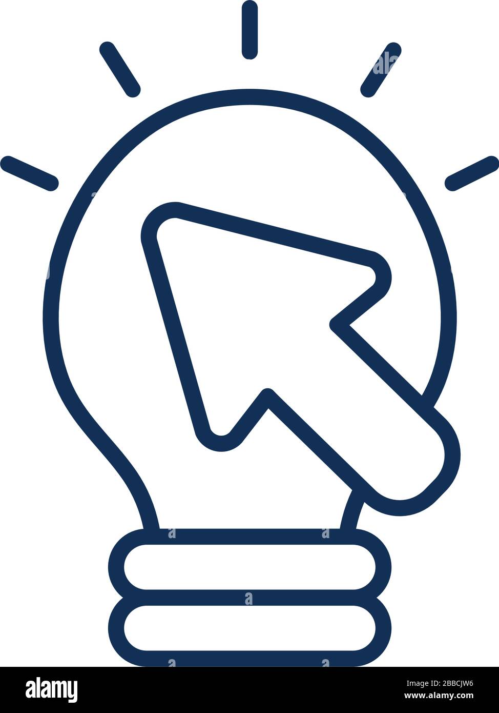 education online, bulb light with cursor icon over white background ...