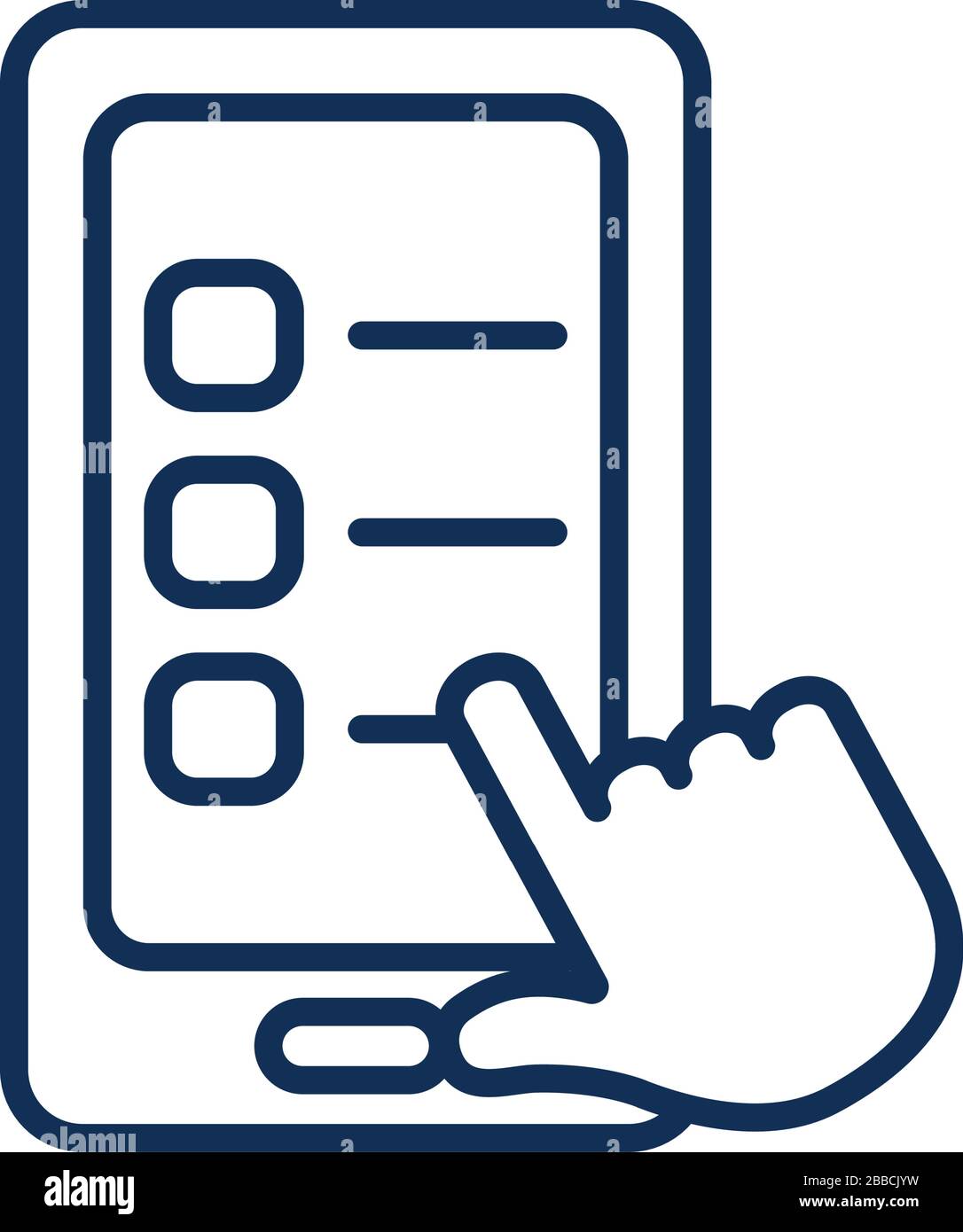 education online concept, smartphone and hand cursor icon over white ...