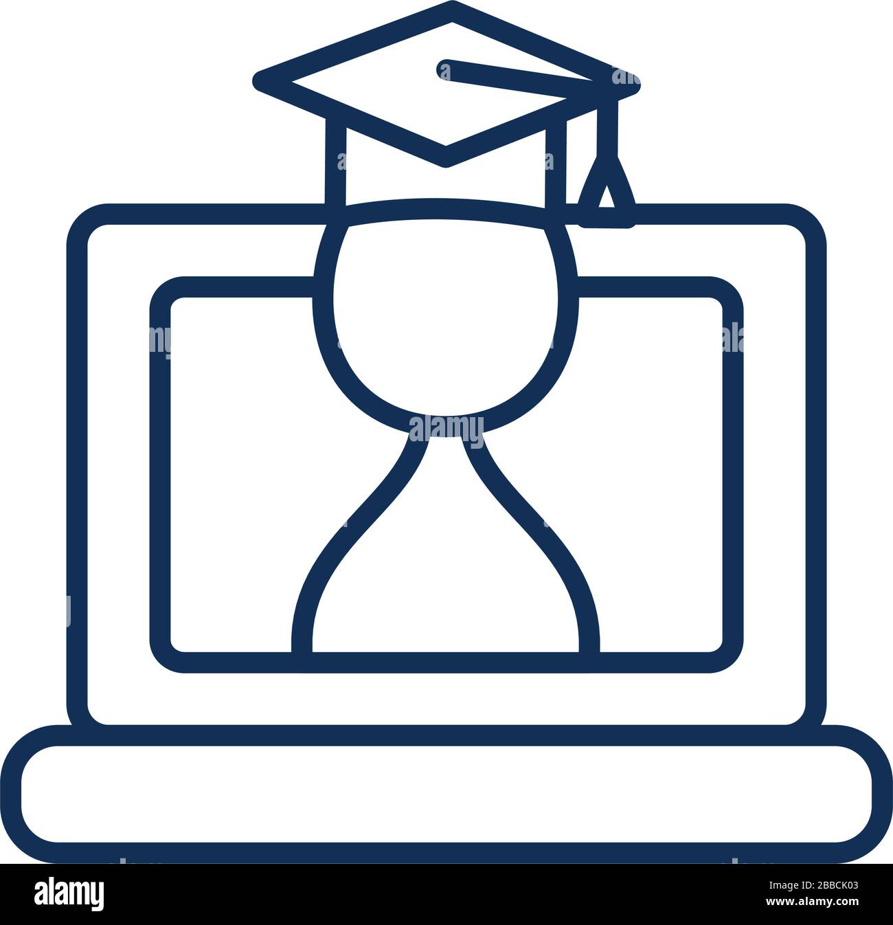 education online concept, laptop computer with avatar graduation ...