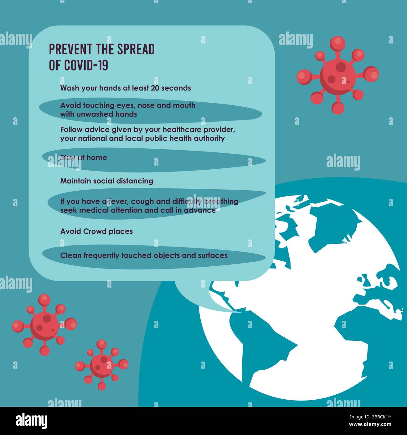 prevent the spread of covid19 campaign with planet and particles Stock ...