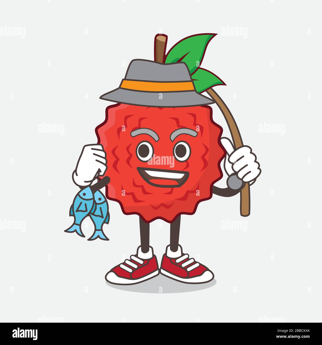 Red Lychee Fruit Mascot Character Vector Illustration Stock Vector ...