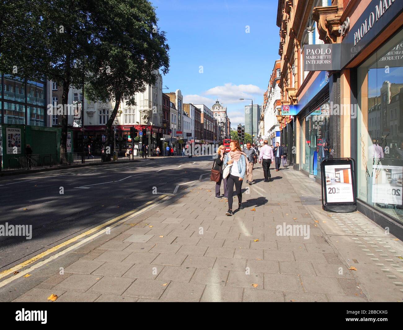 Tottenham Court Road street on a beautiful sunny day, London - UK Stock ...