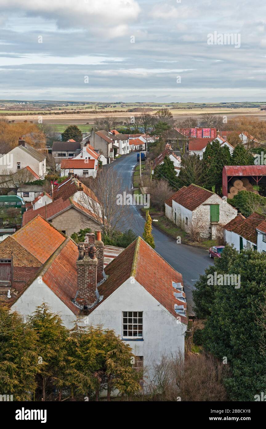 View over a rural countryside english village with main street Stock ...