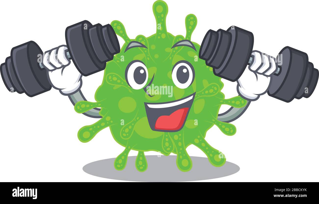 Smiley Fitness exercise flaviviridae cartoon character raising barbells ...