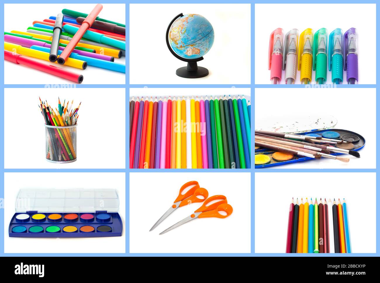 Set of school objects isolated on white background. Full size Stock ...