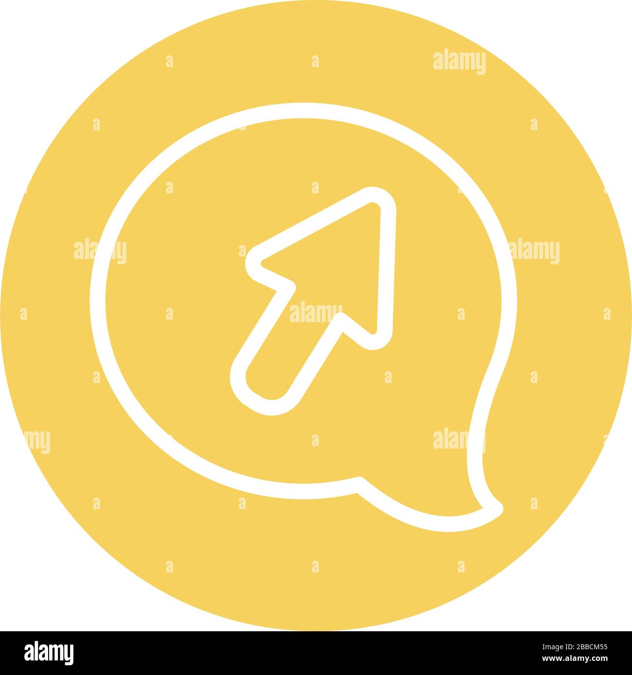 speech bubble with cursor icon over white background, line block style ...