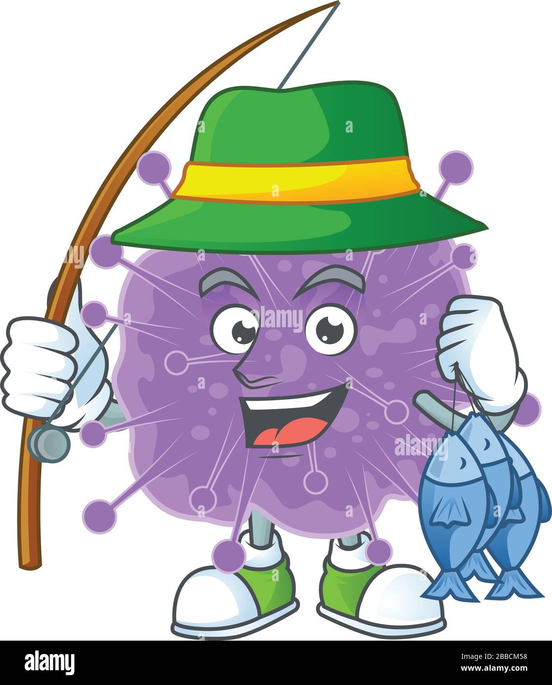 Cartoon character of funny Fishing coronavirus influenza Stock Vector ...