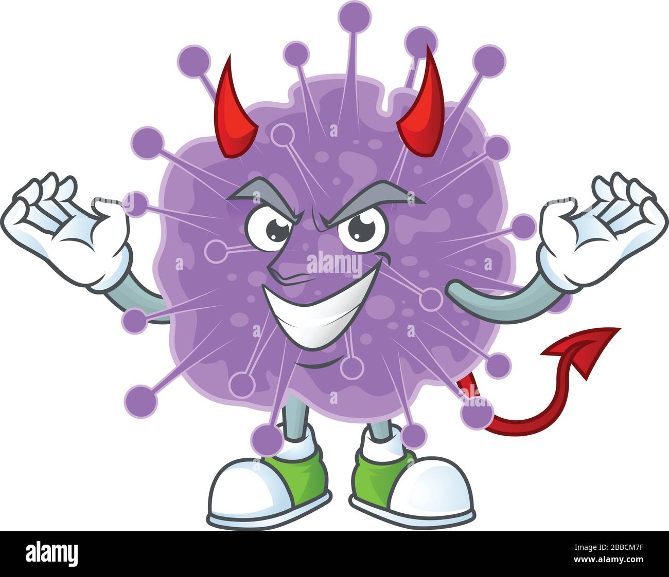 Cartoon picture of coronavirus influenza in devil cartoon character ...
