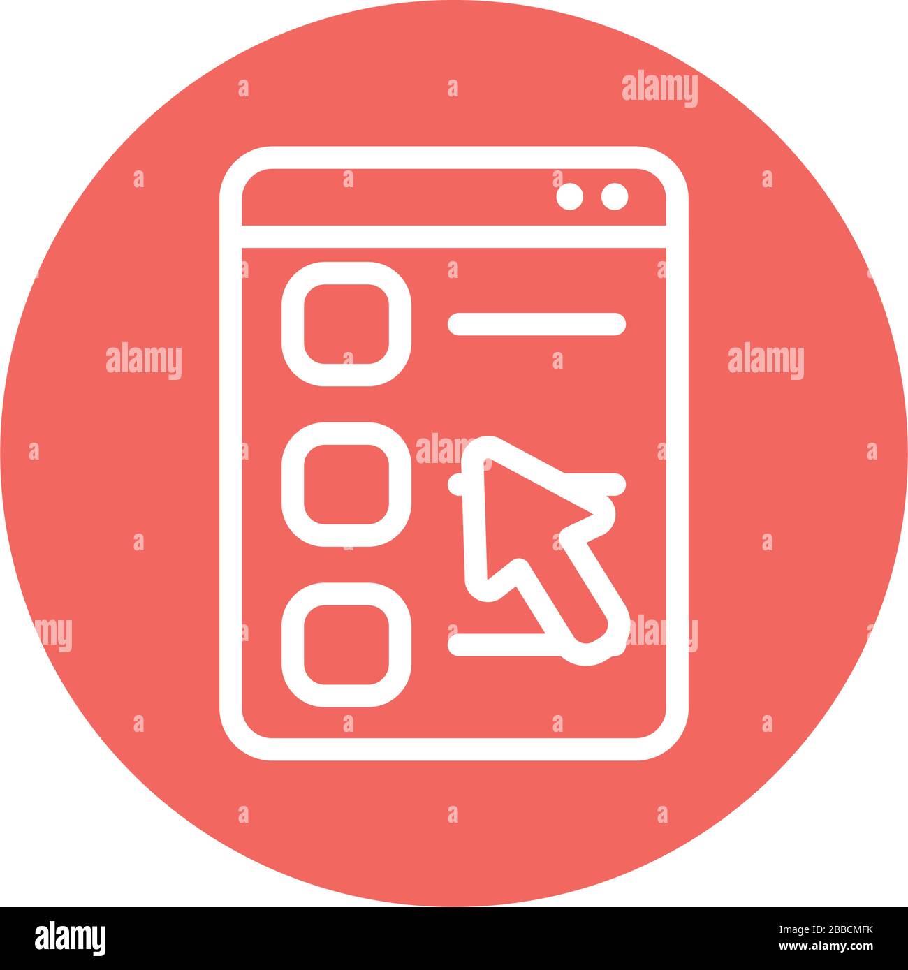 web page with cursor icon over white background, line block style ...