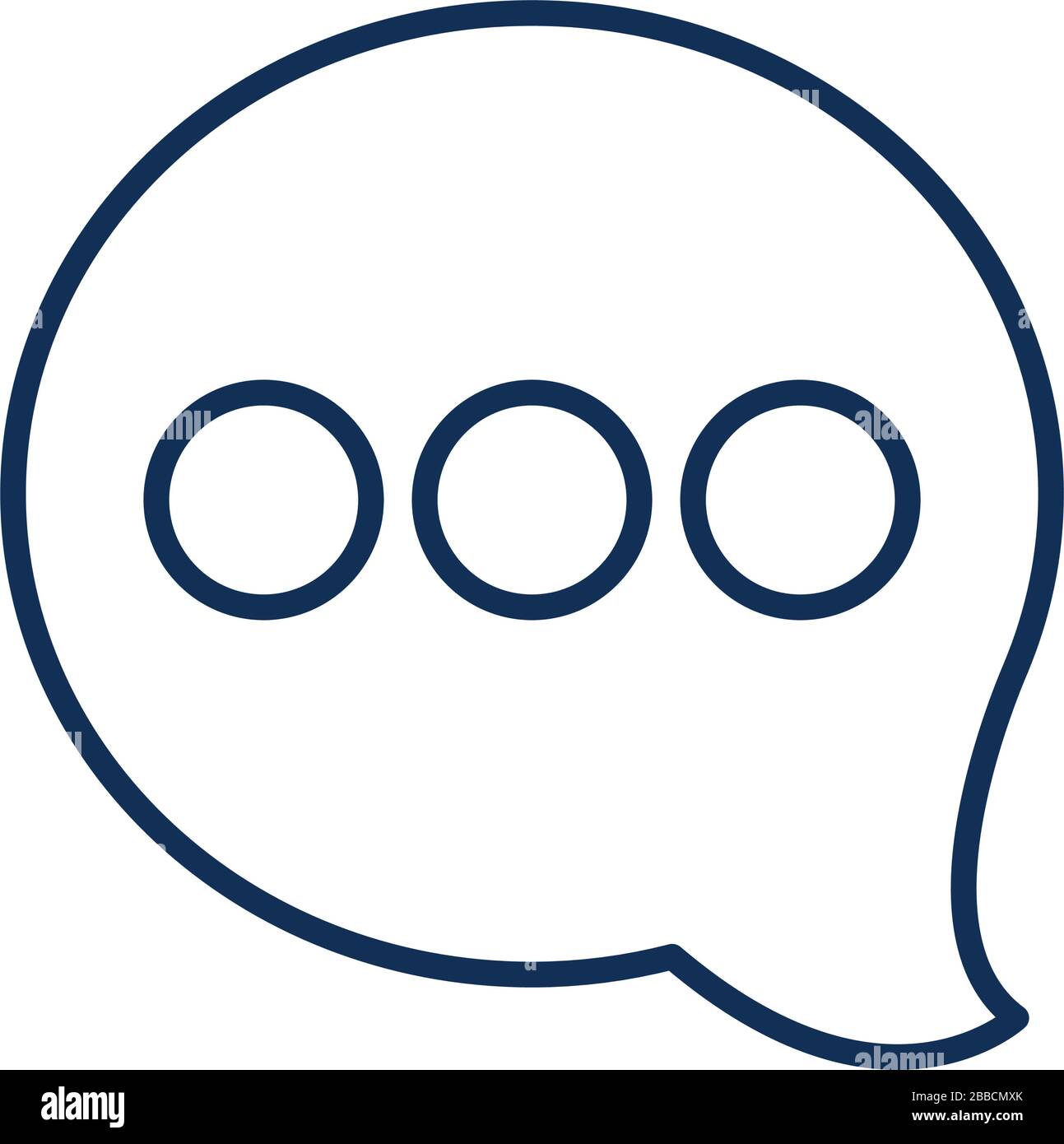 speech bubble with three dots icon over white background, line style ...