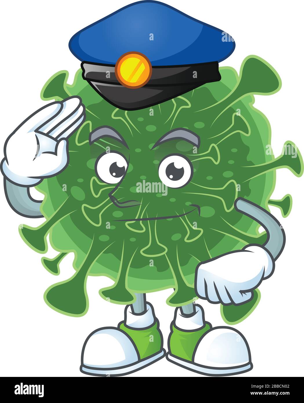 A cartoon of wuhan coronavirus dressed as a Police officer Stock Vector ...
