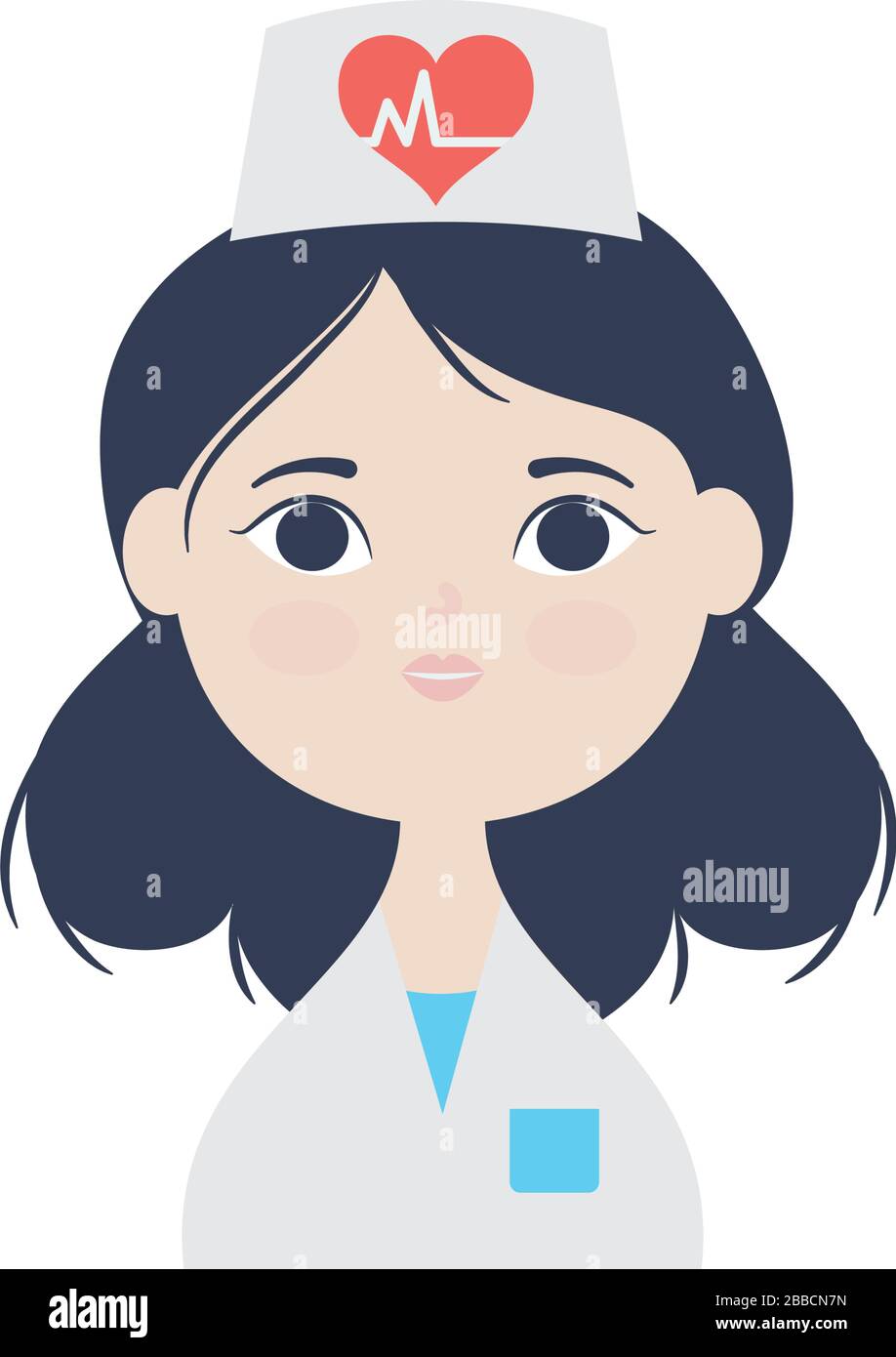 cartoon woman nurse icon over white background, flat style, vector ...