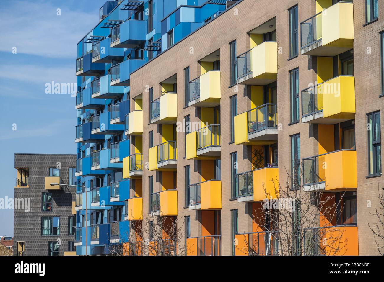 LONDON, UK - 26TH MARCH 2020: Modern and colourful architecture in ...