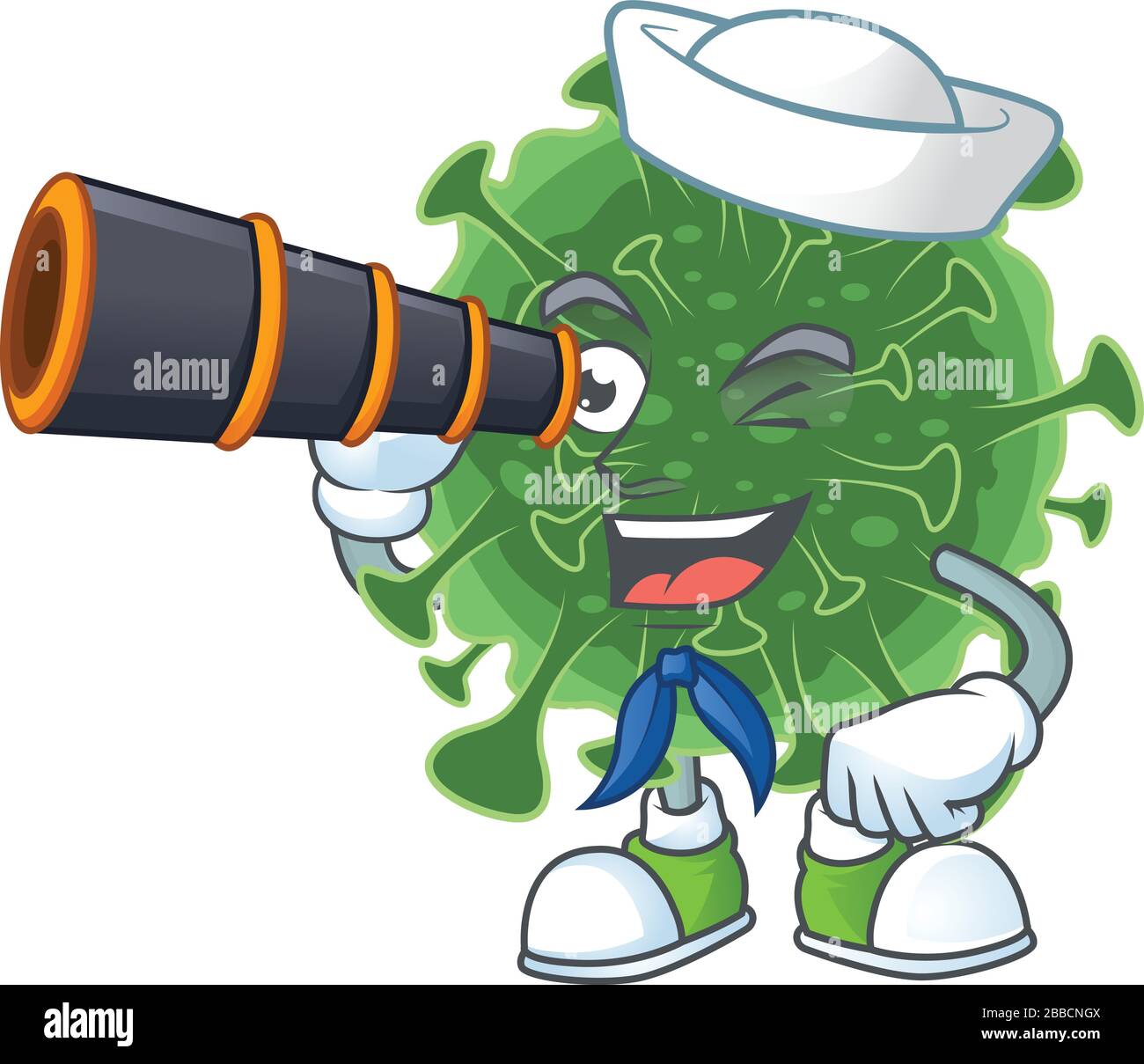 Wuhan coronavirus in Sailor cartoon character design with binocular ...