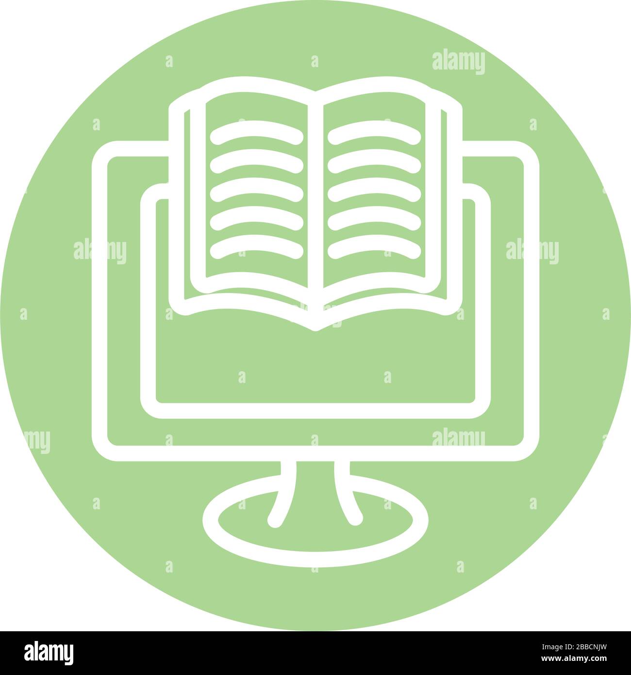 education online concept, computer with book icon over white background ...