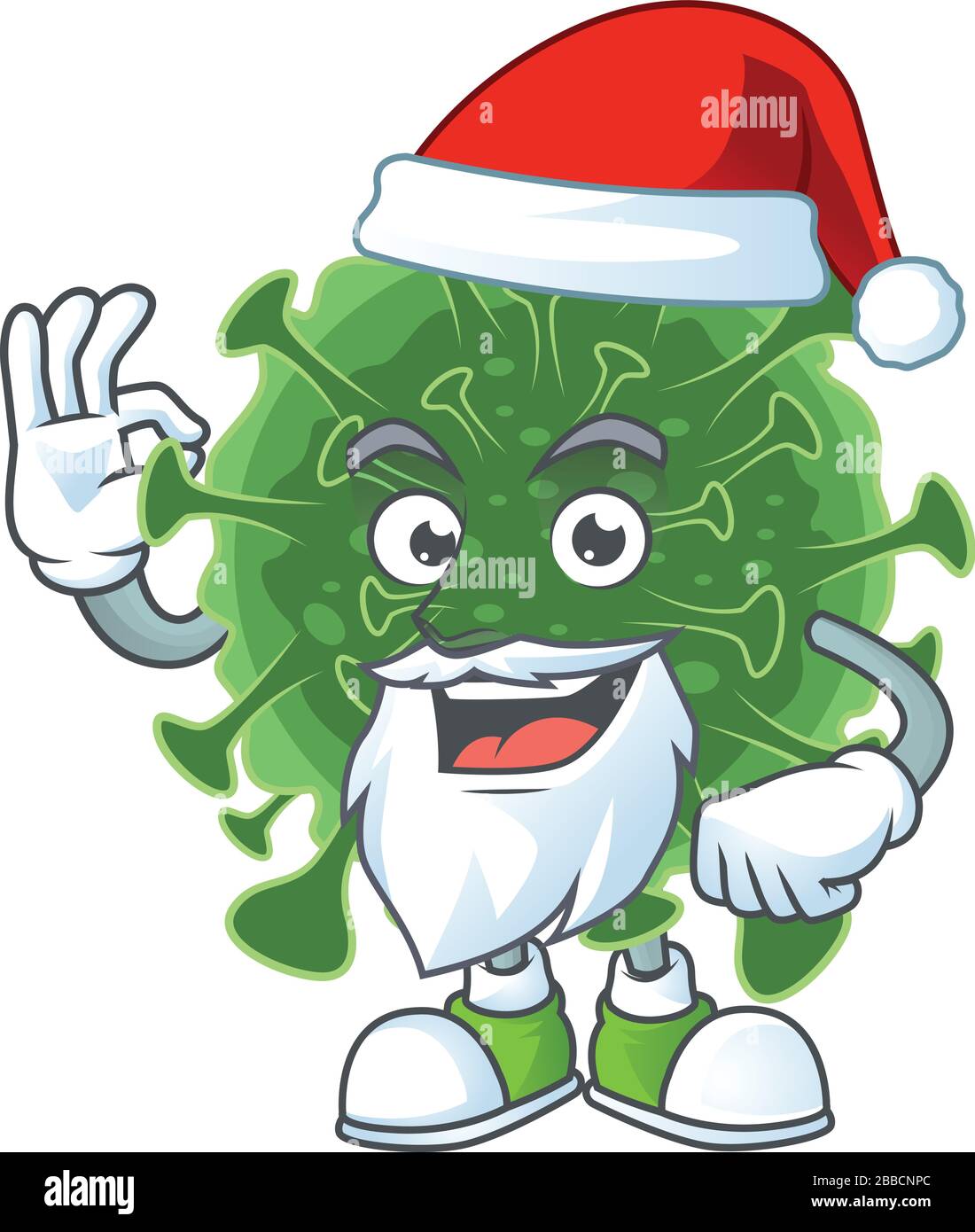 Wuhan coronavirus cartoon character of Santa showing ok finger Stock ...