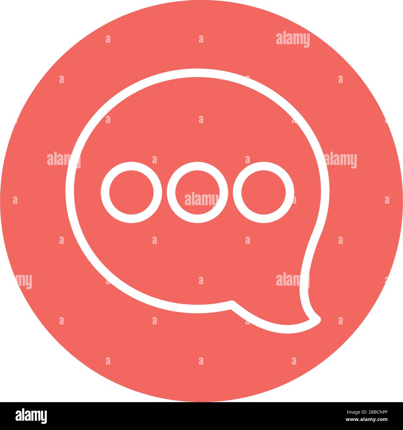 speech bubble with three dots icon over white background, line block ...