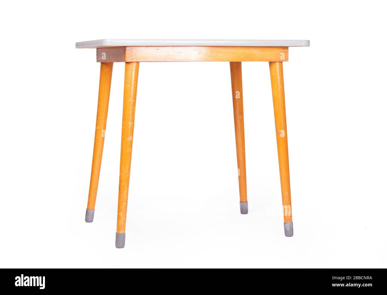 Vintage school desk, isolated on white background Stock Photo - Alamy