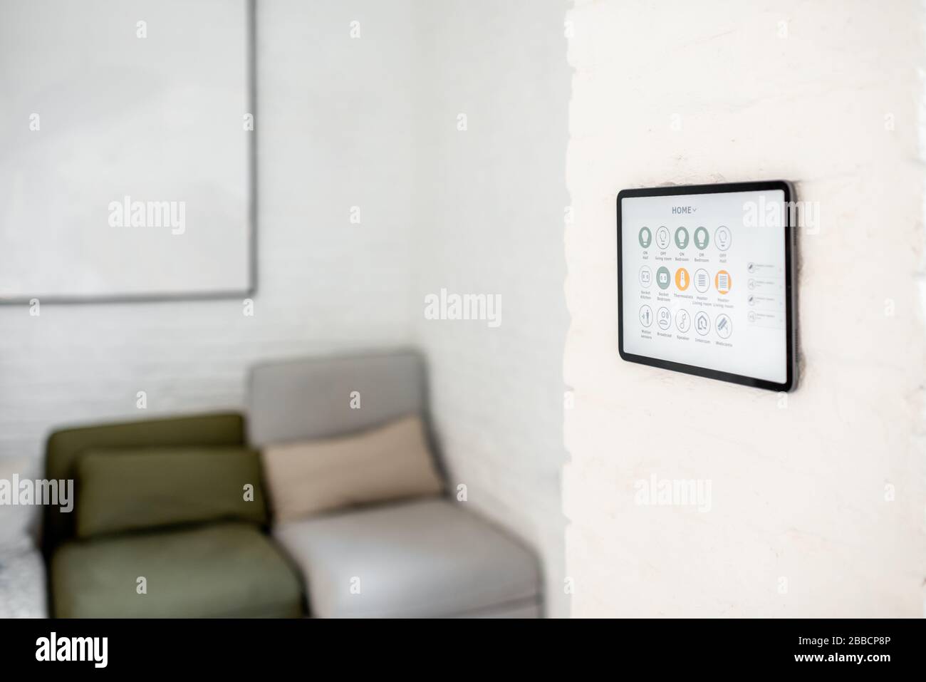 Touch screen panel with launched smart home software installed on the ...
